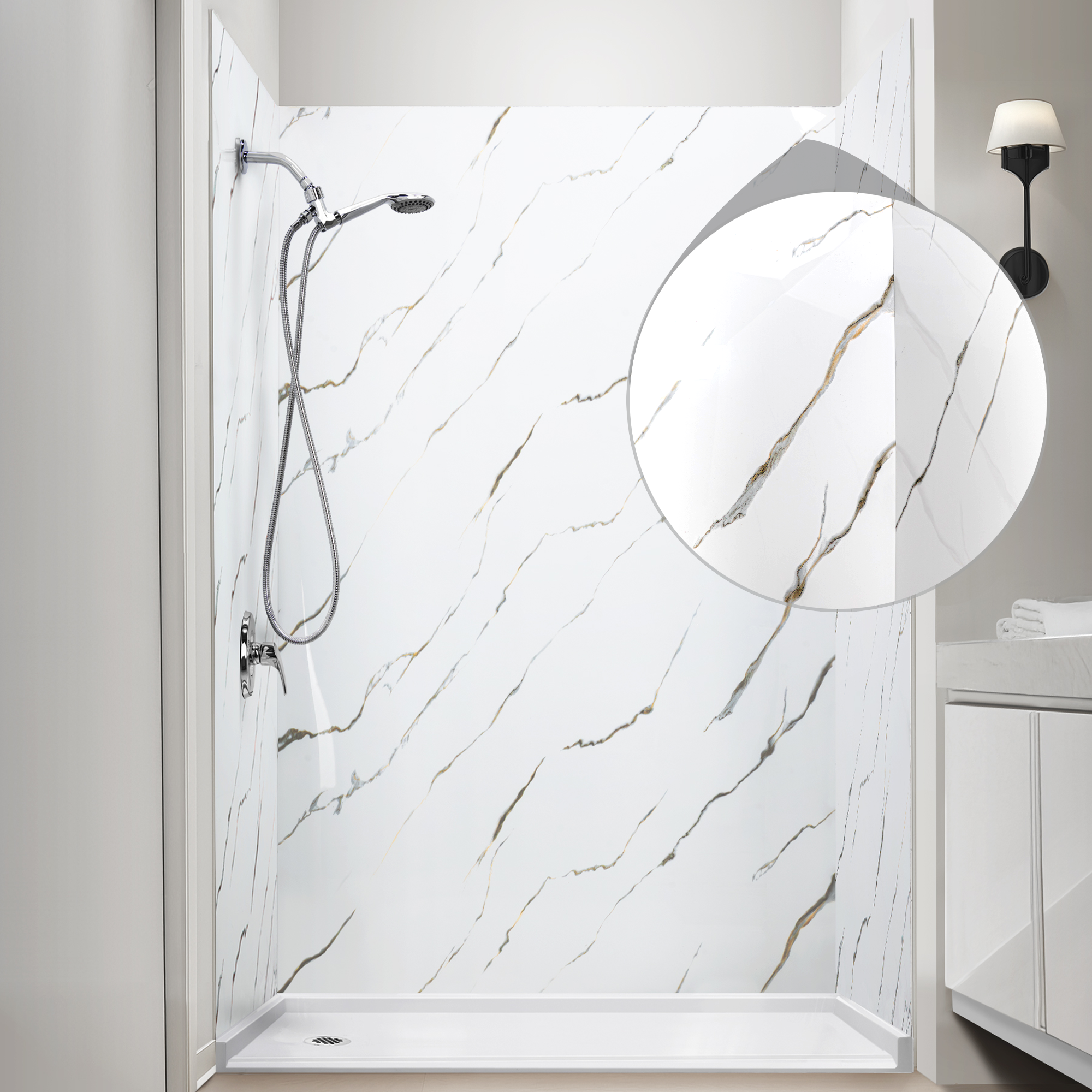 Marble & Stone Acrylic Shower Wall Kits | Ella's Bubbles